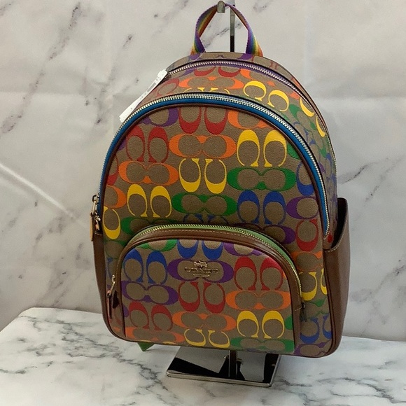 Coach | Bags | Nwt Coach Backpack In Rainbow Signature Canvas | Poshmark